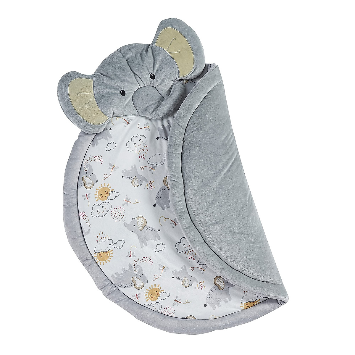 WTdianpu Thick Baby Play Tummy Time Mat Plush Stuffed Animal Infant Crawling Nap Activity Travel Mat for Newborn Girl Boy Toddler - Nursery Gift, 30''x30'', Elephant(2) (421PB0072N-1)