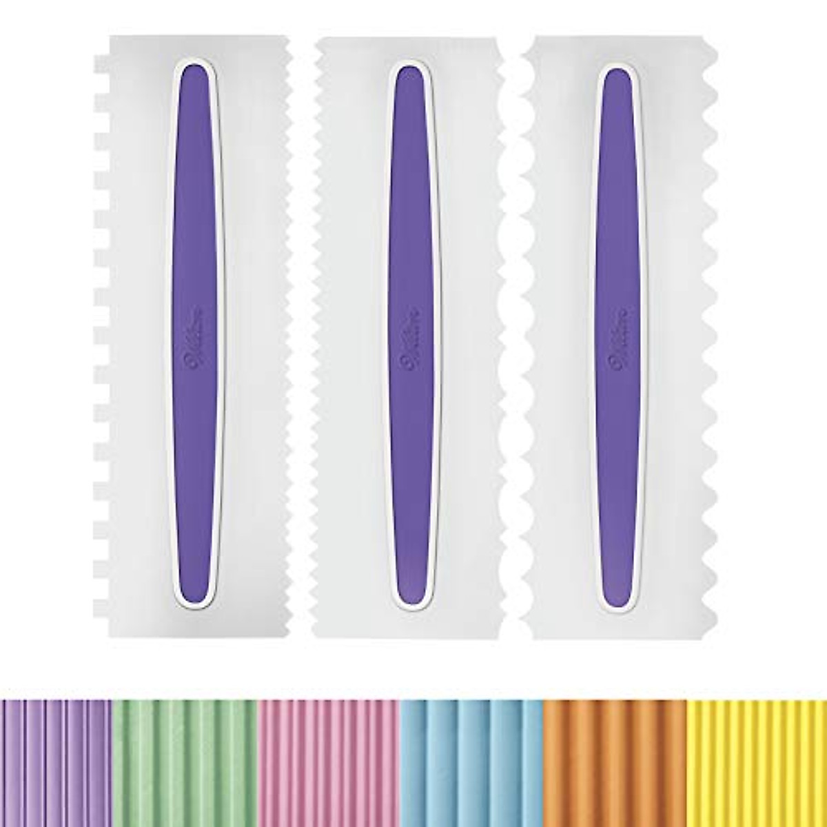 Wilton Comb Icing Smoother Set-3 Piece, White/Purple