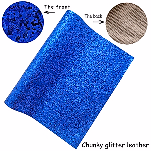 Greatdiy Sparkly Royal Blue Chunky Glitter Fabric Roll 12 x 52 inch Shiny Solid Color Independence Day Faux Leather for Making Earrings Bows Crafts (16013#34)