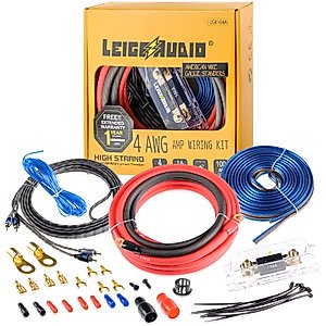 LEIGESAUDIO 4 Gauge Amp Wiring Kit Ture 4 AWG Amplifier Installation Wiring Kit - Car Subwoofer Wiring Kit Helps You Make Connections and Brings Power to Your Radio, Subwoofer and Speakers