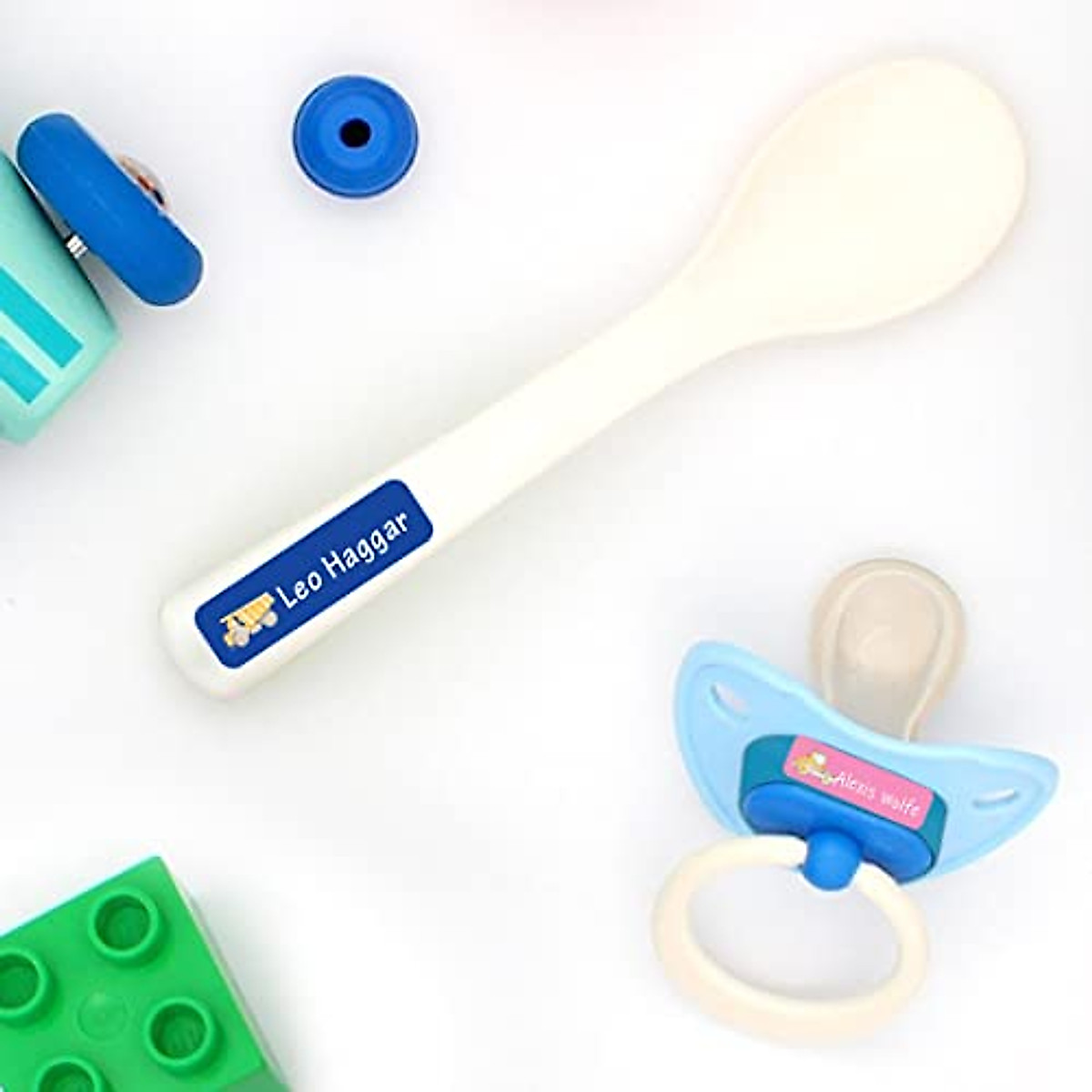 128 Custom Waterproof Dishwasher Safe Kid Name Labels for Daycare, School Supply, Baby Bottles, Lunch Boxes and Cups, Travel. Cute Personalized Design Name Stickers (Pattern 10)