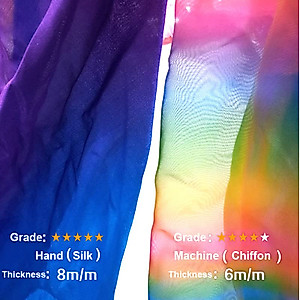 Nimiman Women 100% Real Silk Belly Dance Veils Dancing Hand Scarves Gradual Color Adult Size (Red)