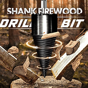 KEWAYO 4pcs Removable Splitting Wood Cone Drill Bit, Wood Splitter Drill Set for Heavy Duty Drill Split Wood Tool and Hand Drill Stick-hex+Square+Round