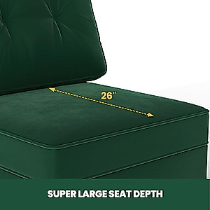 Belandi Modular Sectional Sofa U Shaped Convertible Sofa Couch with Storage, 7-Seat Velvet Modular Sofa with Ottomans, Oversized Sofa Couch with Reversible Chaises for Living Room, Green
