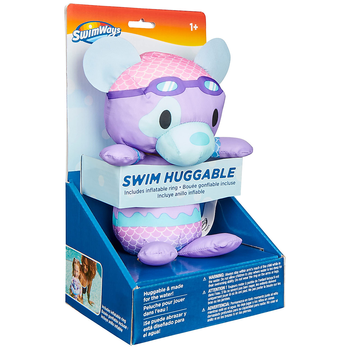 Swimways Huggable Floating Water Stuffed Animal, Bath Toys and Pool Party Favors 2-Pack for Kids Ages 1+, Blue and Purple