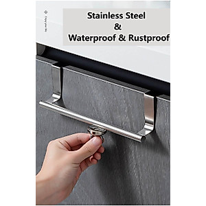 Over Cabinet Towel Bar, Cabinet Door Towel Holder, Silver Over The Door Towel Rack, Dish Towel Holder for Kitchen Cabinet, Kitchen Towel Hanger, 2 Pack, 9 inch (Stainless Steel)