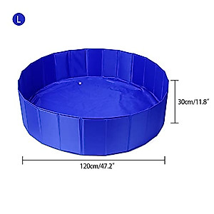 MengK Foldable Dog Padding Pool Swimming Pool Puppy Cat Bath Tub Outdoor Portable Pet Garden Water Pond Ideal for Pets L Size 120 * 30cm