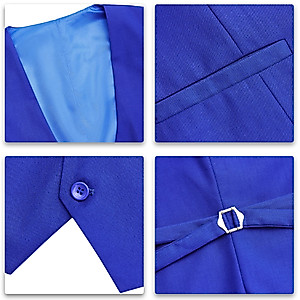 MAGE MALE Men's 3 Piece Suit Shawl Collar Slim Fit Elegant Tuxedo Solid One Button Wedding Party Blazer Vest Pants Set Royal Blue