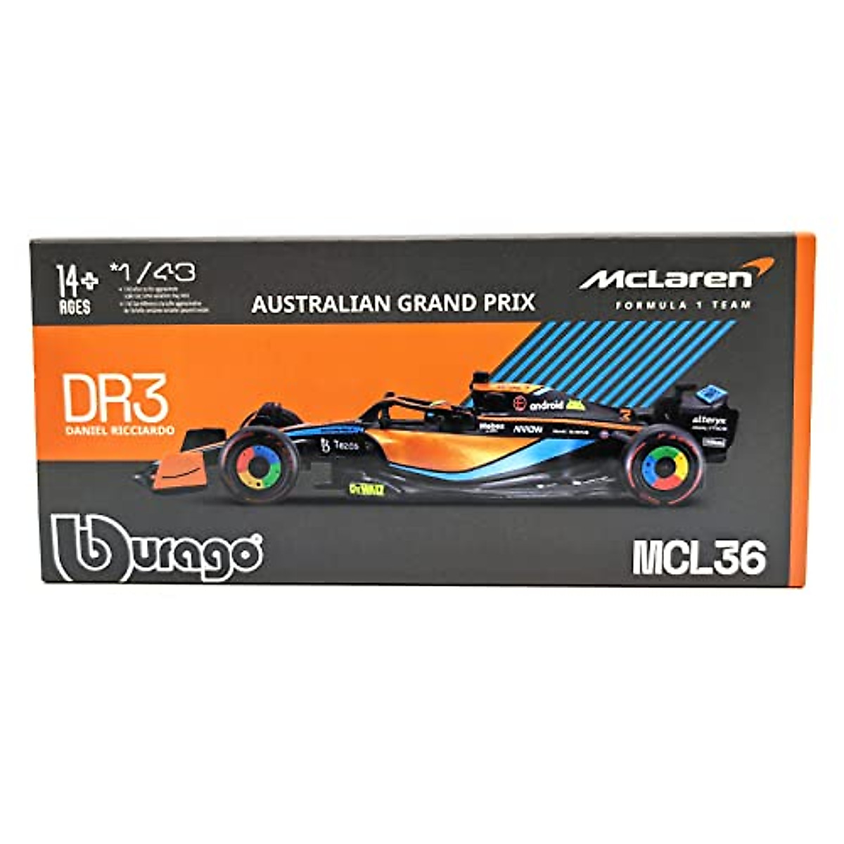 JODIYAAH 1:43 2022 F1 McLaren MCL36 #3 Daniel Ricciardo #4 Lando Norris Alloy Luxury Vehicle Diecast Cars Model Toy (2022 MCL36 #3 Hardcover)