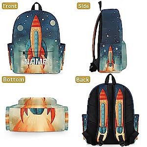 OMFUNS Space Rocket Customized Kids Backpack for Boys Girls Galaxy Planet Personalized Preschool Toddler Backpack Kindergarten Nursery Bookbag Travel Children School Bag