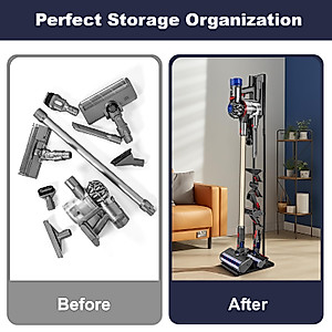 Amatic Vacuum Stand, Stable Metal Storage Bracket Holder, Compatible for Dyson V15 V12 V11 V10 V8 V7 V6 Handheld Cordless Vacuum Cleaners and Accessories, No-Drilling Standing Docking Station(Black)