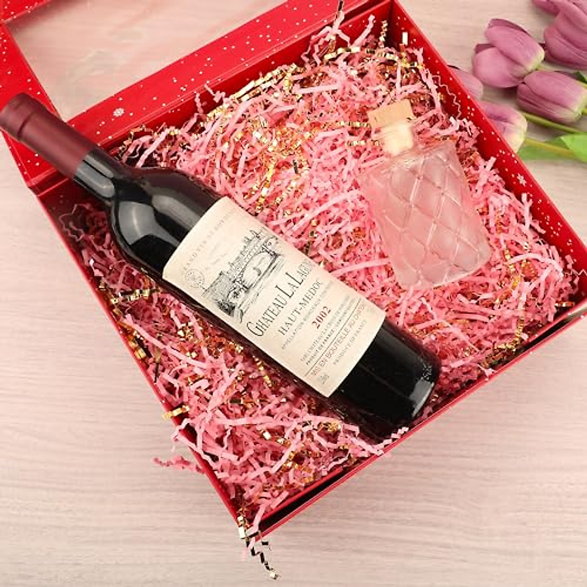 TCAIRG - 2 LB - Gold & Pink - Mixed Color Shred Filler Crinkle Cut Paper for luxury Gift Box Filler Gift Basket Stuffing Shipping Packaging Craft Party Favor Bags (Gold & Pink)