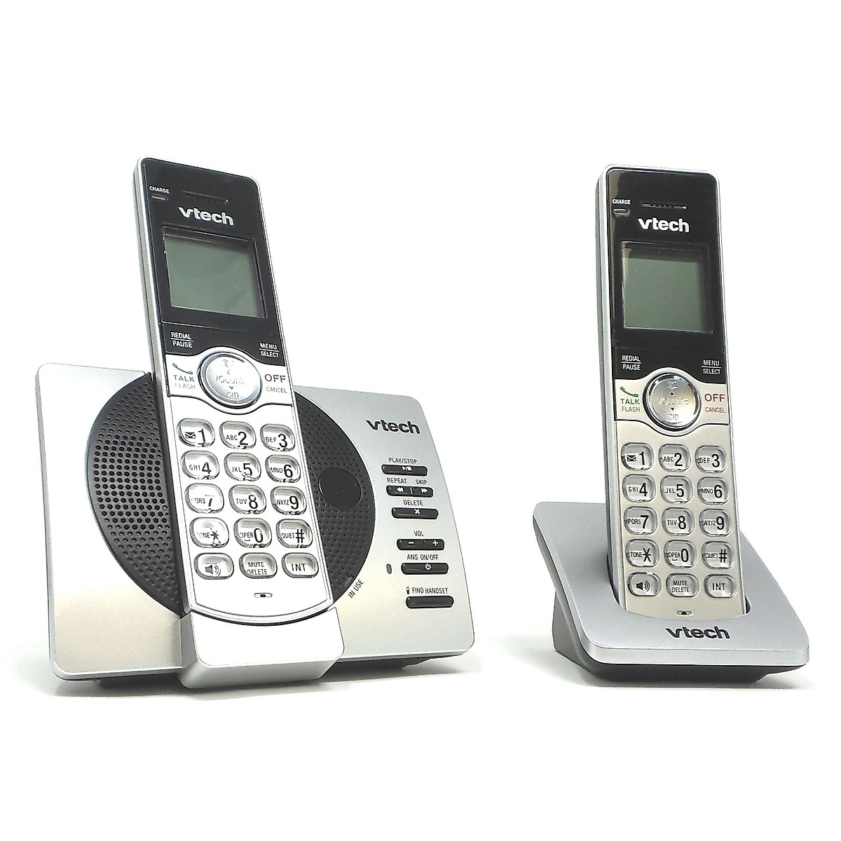 VTech CS6929-2 Cordless Phone with Answering System and Caller ID, Silver/Black with 2 Handsets DECT 6.0 Expandable