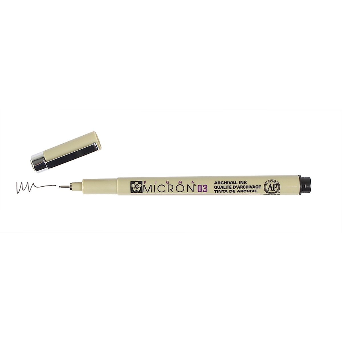 Sakura Pigma Micron 03 Black Pen 0.35mm Line Width Pack of 4 (03)