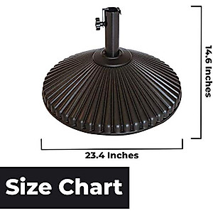 Abba Patio 50lb Patio Umbrella Base Water Filled 23" Round Recyclable Plastic Outdoor Market Umbrella Stand Base for Deck, Lawn, Garden, Brown