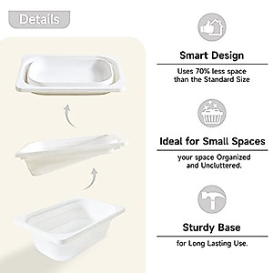 Beright Collapsible Storage Bin, Wash Basin Folding Dish Tub Sink, Space Saving for Dishing, Fruit, and Camping, Hiking and Home, 1 Pack, White, Small