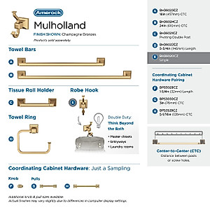 Amerock BH36020CZ | Champagne Bronze Single Robe Hook | 4-1/4 in. (108 mm) Length Towel Holder | Mulholland | Towel Hook for Bathroom | Bathroom Hardware | Bath Accessories