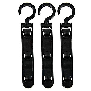 HOME-X Multifunctional Vertical Hanger, Closet Organizer, Space-Saving Shirt and Pants Hanger, Cascading Hooks for Hangers, 9 ½" L x 2" W x ¾ H, Set of 3, Black