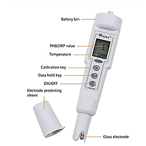 Y-LKUN Water Quality Meter Digital Waterproof PH&ORP Meter 0-14 PH 500mV Oxidation-Reduction Potential CT-6821 ATC PH Controller Meter Measuring Tool Moisture Meter