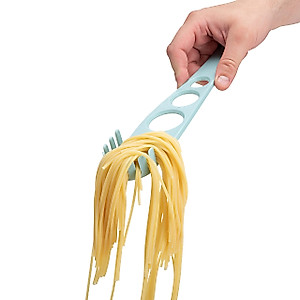 Rossiko Fields Microwave Pasta and Vegetable Cooker Steamer- Spaghetti Server with Strainer and Measurer - Complete with Pasta Fork - Dishwasher Safe Beige