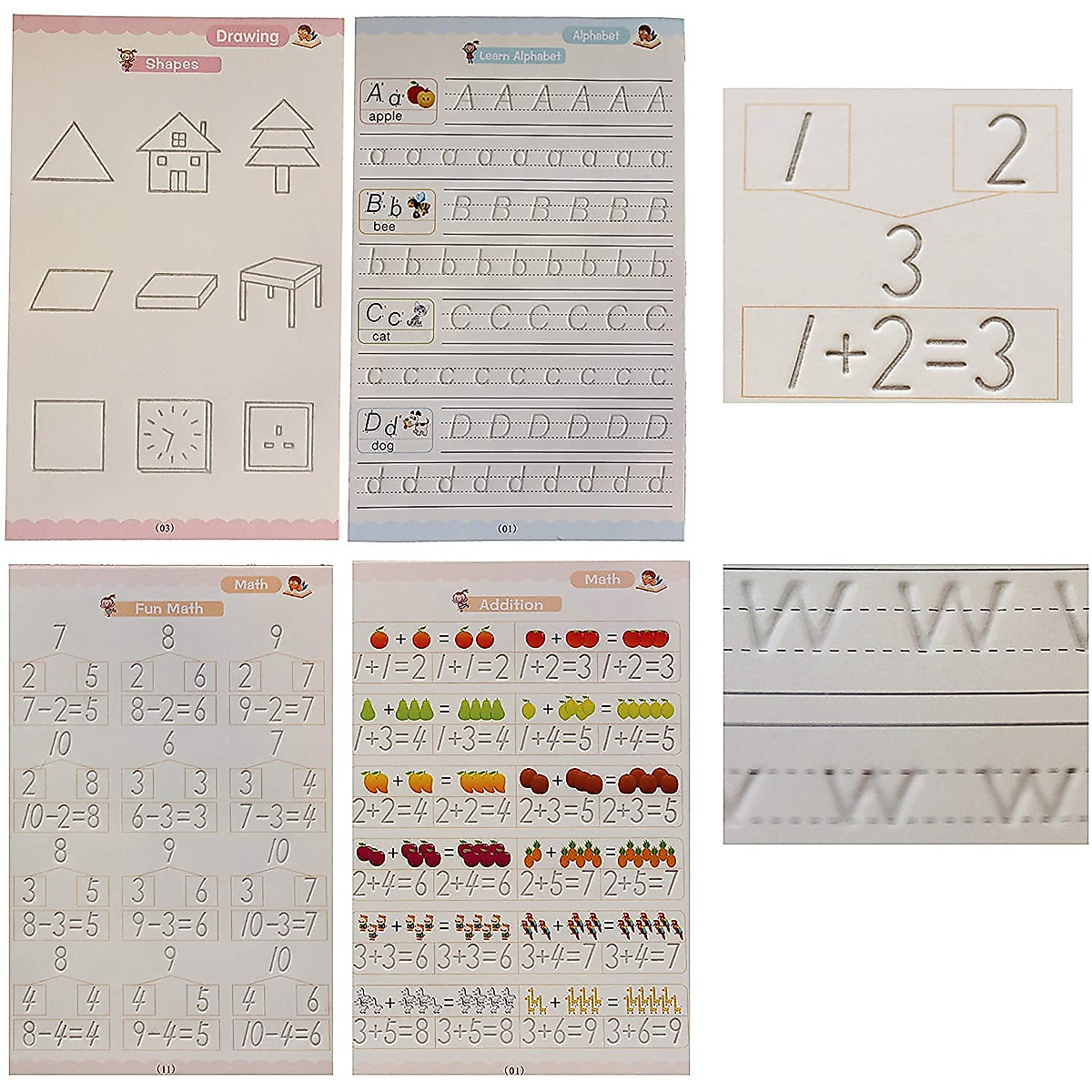 RYZ Magic Practice Copybook for Kids, Magic Calligraphy That Can Be Reused,Magical Handwriting Workbooks Practice Copybook for Preschoolers Kindergarten(4Book + Pen Set)