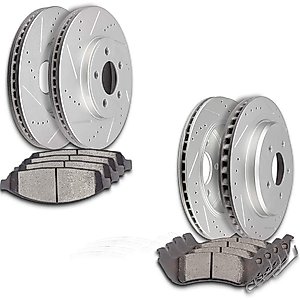 cciyu Front Rear Drilled Slotted Brake Rotors + Ceramic Pads For 2003-2011 For Ford Crown Victoria,2003-2010 For Mercury Grand Marquis,2003-2004 For Mercury Marauder