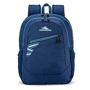 High Sierra Outburst 2.0 Carry-On Daypack Book Bag with Padded Laptop Tablet Sleeve, 360 Degree Reflectivity, Fits Most 15.6" Laptops, 28L, Graphite Blue/True Navy