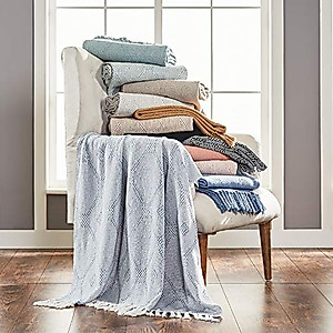 Amrapur Overseas 2 Pack 100% Cotton 50x60 Throw Chester Ashley Blue
