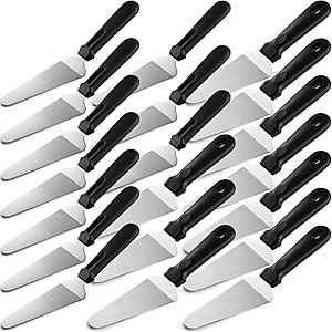 Zhehao 20 Pack Plastic Handle Pizza Pie Server Stainless Steel Pizza Spatula Server Non Slip Triangular Spade Spatula Easy to Grip Pie Spatula Cutter Pie Knife Cake Serving Utensils (Black)