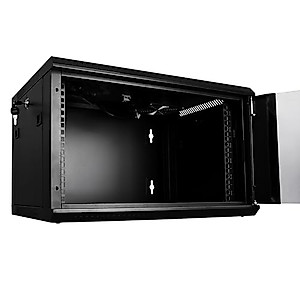 RackPath 6U Performance Wall Mount Server Cabinet Network Rack Enclosure, Quiet Cooling Fan, Locking Glass Door, Black