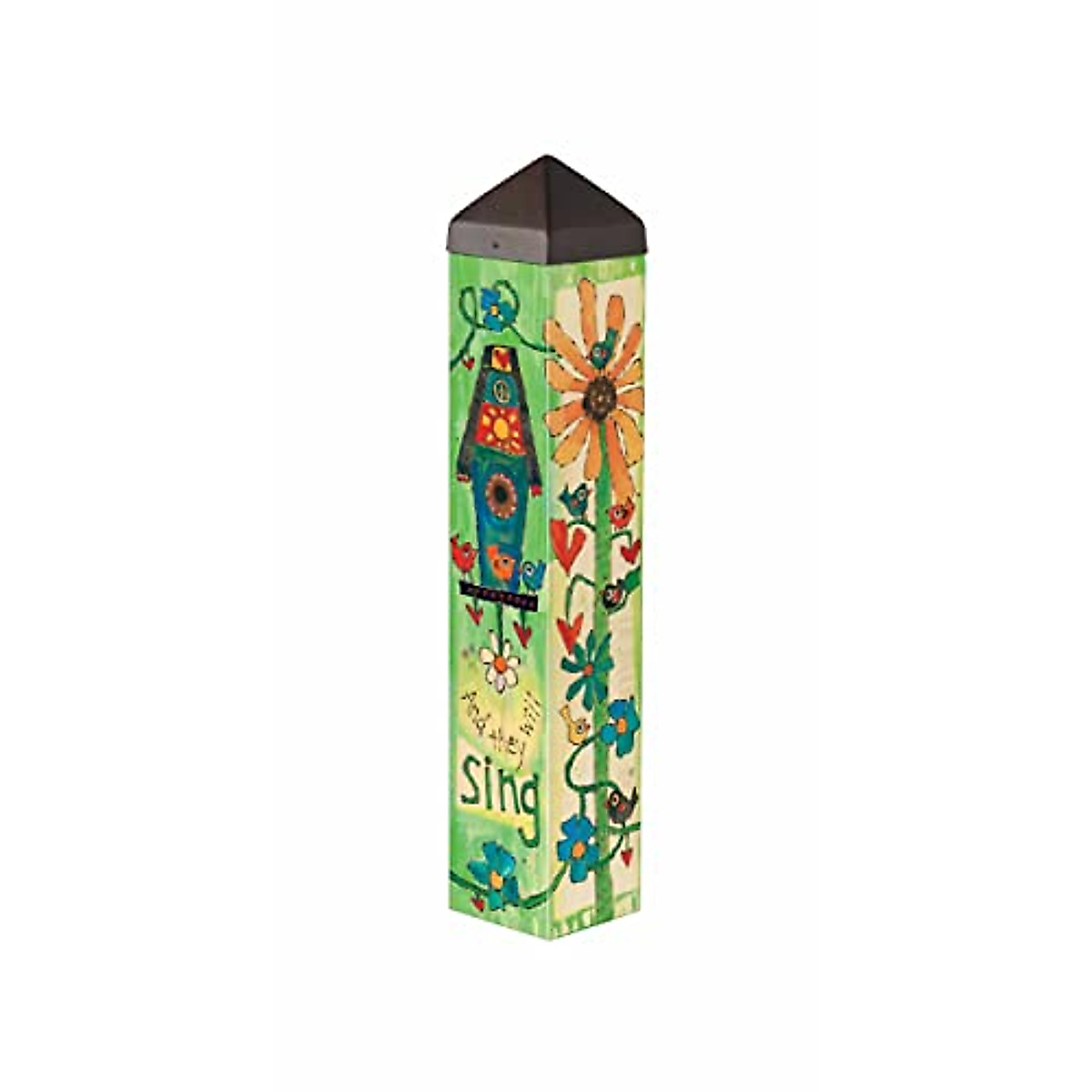 Studio M Birds Will Sing Art Pole Outdoor Decorative Garden Post, Made in USA, 20 Inches Tall