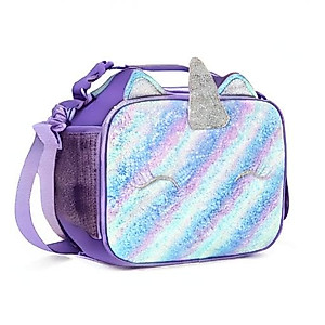 mibasies Kids Insulated Lunch Box for Girls Rainbow Unicorn Bag