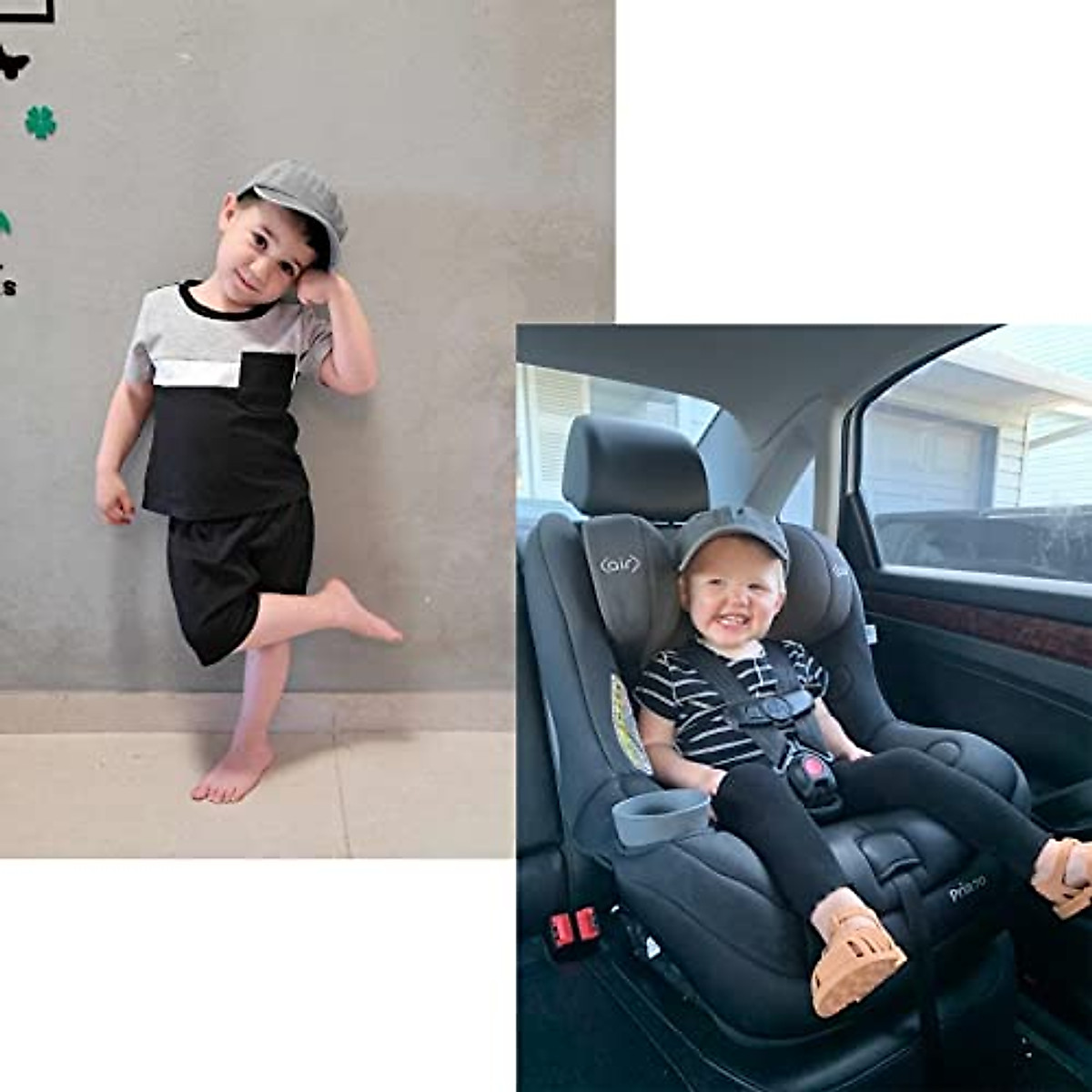 Wahsed-Cotton Baseball-Hats Toddler Baby-Boys-Girls - Sun Protection Infant Child Hats Fit for 2-8Years (Grey + Pink 2Pieces, 52cm Fit for 2-8 Years)