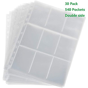 CARDALLTRY Trading Card Sleeves 540 Pockets Transparent Waterproof Game Card Sleeves Card Collection Binder (30 Pages)
