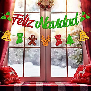 Feliz Navidad Banner Spanish Merry Christmas Holly Garland Winter Festival Snow Holiday Decoration Happy New Year Party Supplies