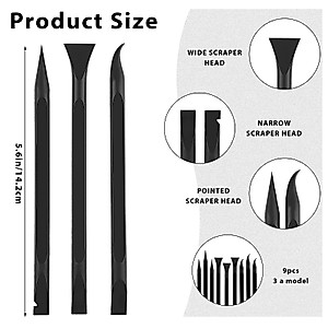 6 Pcs Plastic Scraper Tool For Tight Spaces, Non-Scratch Kitchen Scraper Cleaning Pen Carbon Fiber Plastic Scraper Multipurpose Label Scraper For Remove Stickers Labels Stains Food Dirt