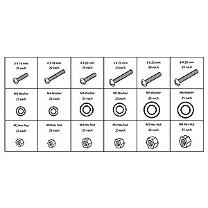 Performance Tool W5226 SEA/Metric Nut and Bolt Assortment with Case, 1,200 pieces