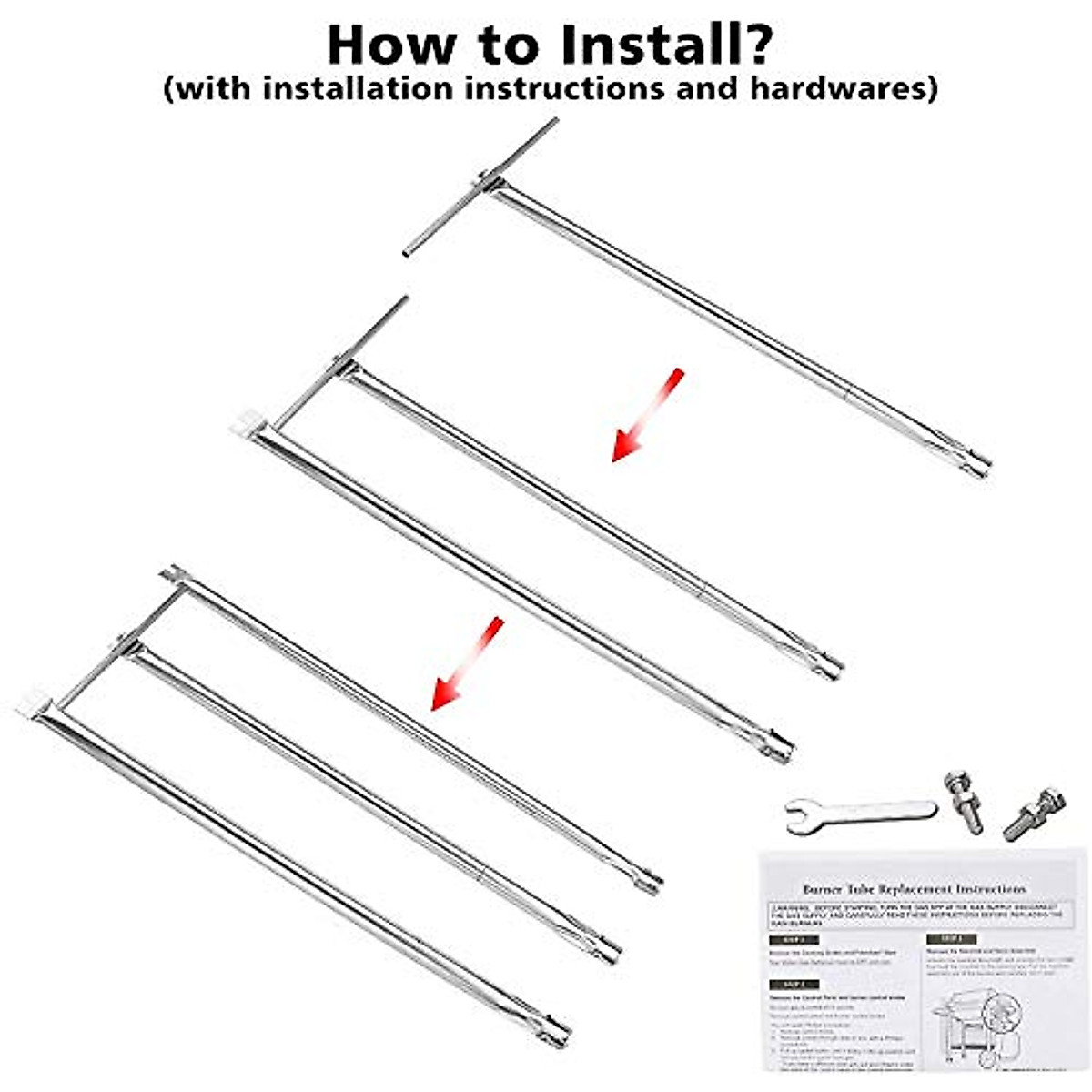 Hisencn Grill Parts Replacement for Weber Spirit 310 E310, Genesis Silver B C, Genesis Platinum B C, Weber 900 (with Side Control Knobs), Stainless Steel Burner 28 1/8" and Flavorizer Bar 22 1/2"