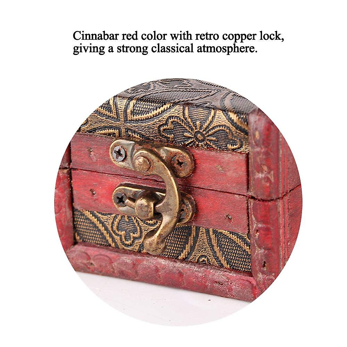 Wood Storage Box Mini Antique Jewelry Box Small Box Chinese Retro Nostalgic Wooden Multifunctional Desktop Storage Box Beautiful and Practical Convenient Storage of Jewelry and Makeup Tools(red)