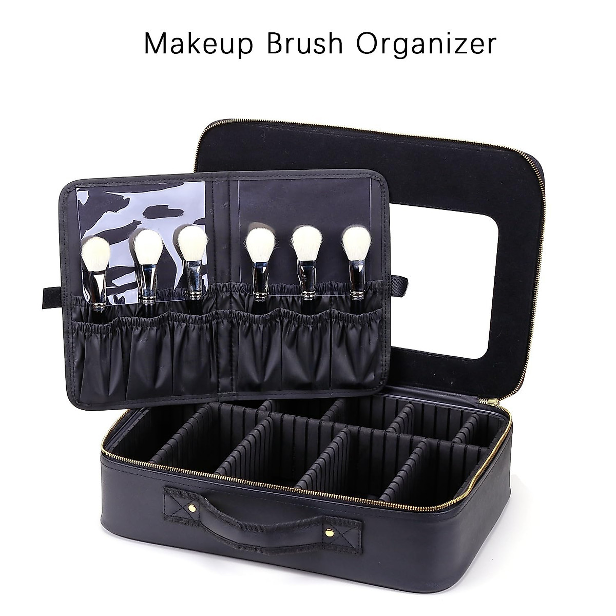 ROWNYEON Large Makeup Train Case Travel Clear Eva Makeup Bag Organizer Visible Waterproof Tpu 16.1" Comestic Bag For Womens