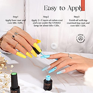 ROSALIND 38PCS Gel Nail Polish Set, 35 Colors Gel Polish Set with Base Coat and Glossy & Matte Gel Top Coat Gel Nail Polish Starter Set Pink Red Green Blue Gel Nail Art Gifts for Women