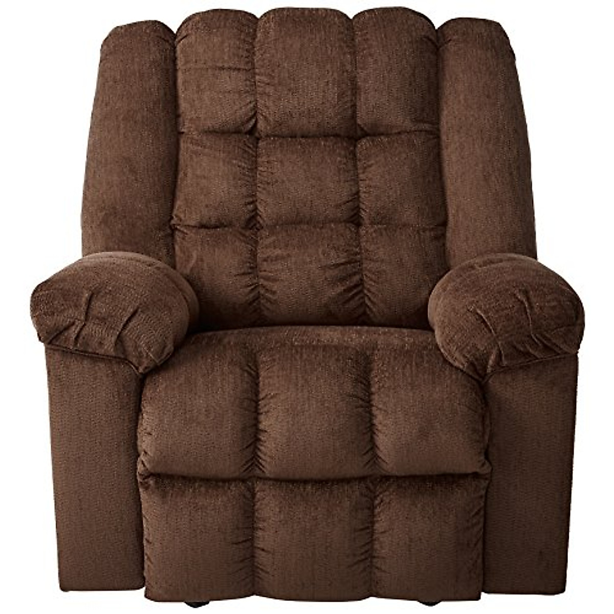 Signature Design by Ashley Ludden Ultra Plush Manual Rocker Recliner with Tufted Back, Dark Brown