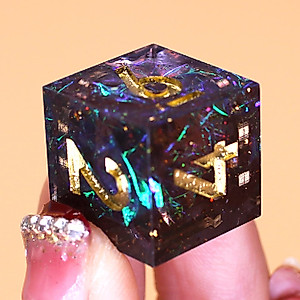 Mini Planet Galaxy Dark Single D6 Dice for TTRPG Dungeons and Dragons and Other Role Playing Game Iridescent Holographic Dice Sharp Edge Dice D6 Galaxy Dark D6