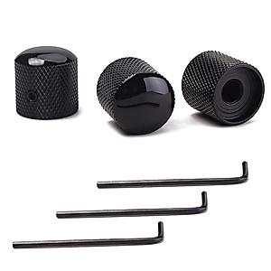 KAIY Set of 3 Black Metal Guitar Control Knob, Guitar Volume Tone Control Dome Knobs, Tele Telecaster or Guitar Bass Replacement Parts