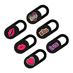 SOLUSTRE 6pcs Phone Smartphone Heart Webcam Protector Thin Computer Plastic Camera Lips Privacy for Security Cell Tablet Cover Pattern Cartoon Lip Lovely Love Slide Safe Adhesive Blocker