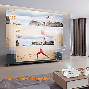 WiFi Projector, 1080P Full HD Supported Mini Movie Projector Home Portable Projector Compatible with TV Stick Smartphone HDMI USB AV, for Outdoor Movies