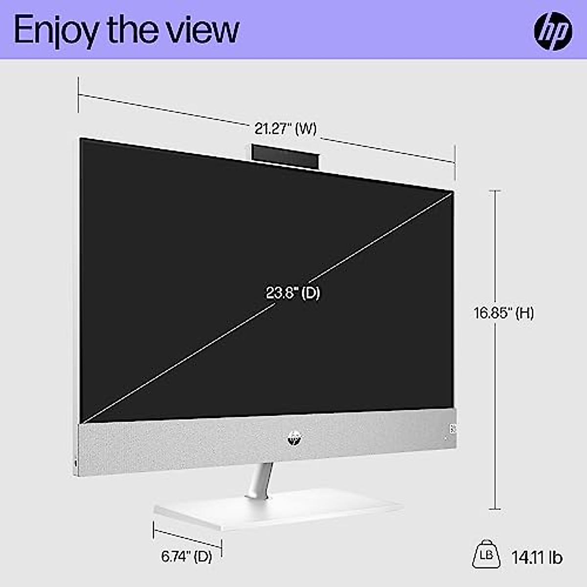HP Pavilion 24-ca2070Bundle AiO PC, Windows 11 Home, 23.8", Touch Screen, Intel Core i5, 16GB RAM, 512GB SSD, FHD, Snowflake White, Natural Silver Stand