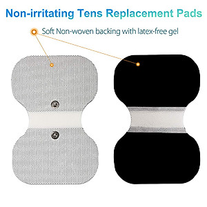 LotFancy TENS Unit Pads 4.3” X 6”, 4Pcs Snap Electrode Pads Large, Butterfly Shape, Reusable, Self-Adhesive