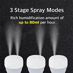 Pureal Foldable Mini Humidifier, 500ML Portable Small Cool Mist for up to 10 Hrs, for Baby Bedroom Travel Office Home, Auto Shut-Off, 3 Mist Modes, Super Quiet