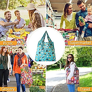 FulSurgus 6 Pack Reusable Shopping Bags, Large 40LBS Foldable Grocery Bags, Machine Washable Groceries Bags Nylon Fabric Storage Bags